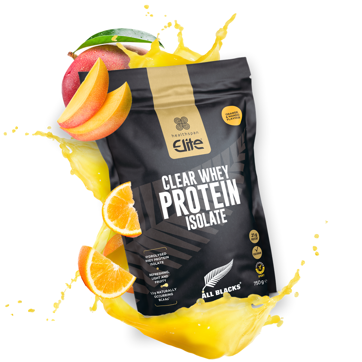 Elite All Blacks Clear Whey Protein Isolate - Orange and Mango